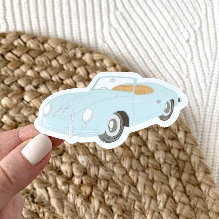 Retro Blue Convertible Sticker | The Vintage Flip